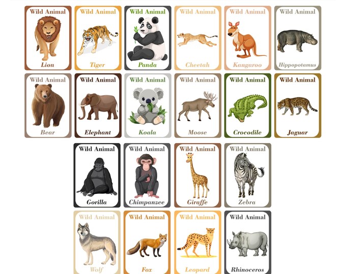 Animal Printable Picture-word Cards Set 48 Cards Animal Habitat ...