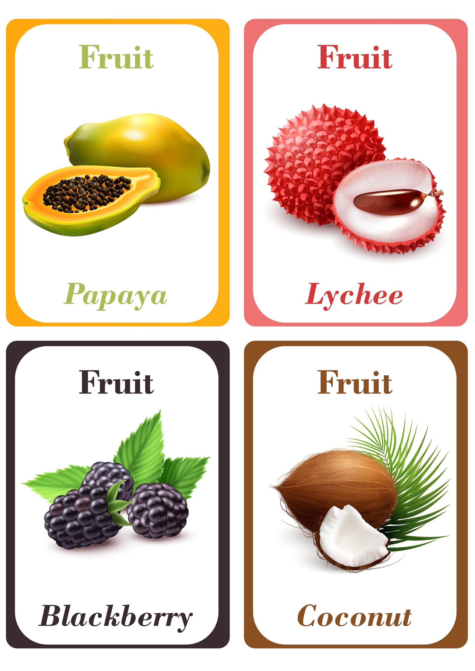 Printable Fruit Flash Cards | Educational Game (PDF & JPG) - Etsy