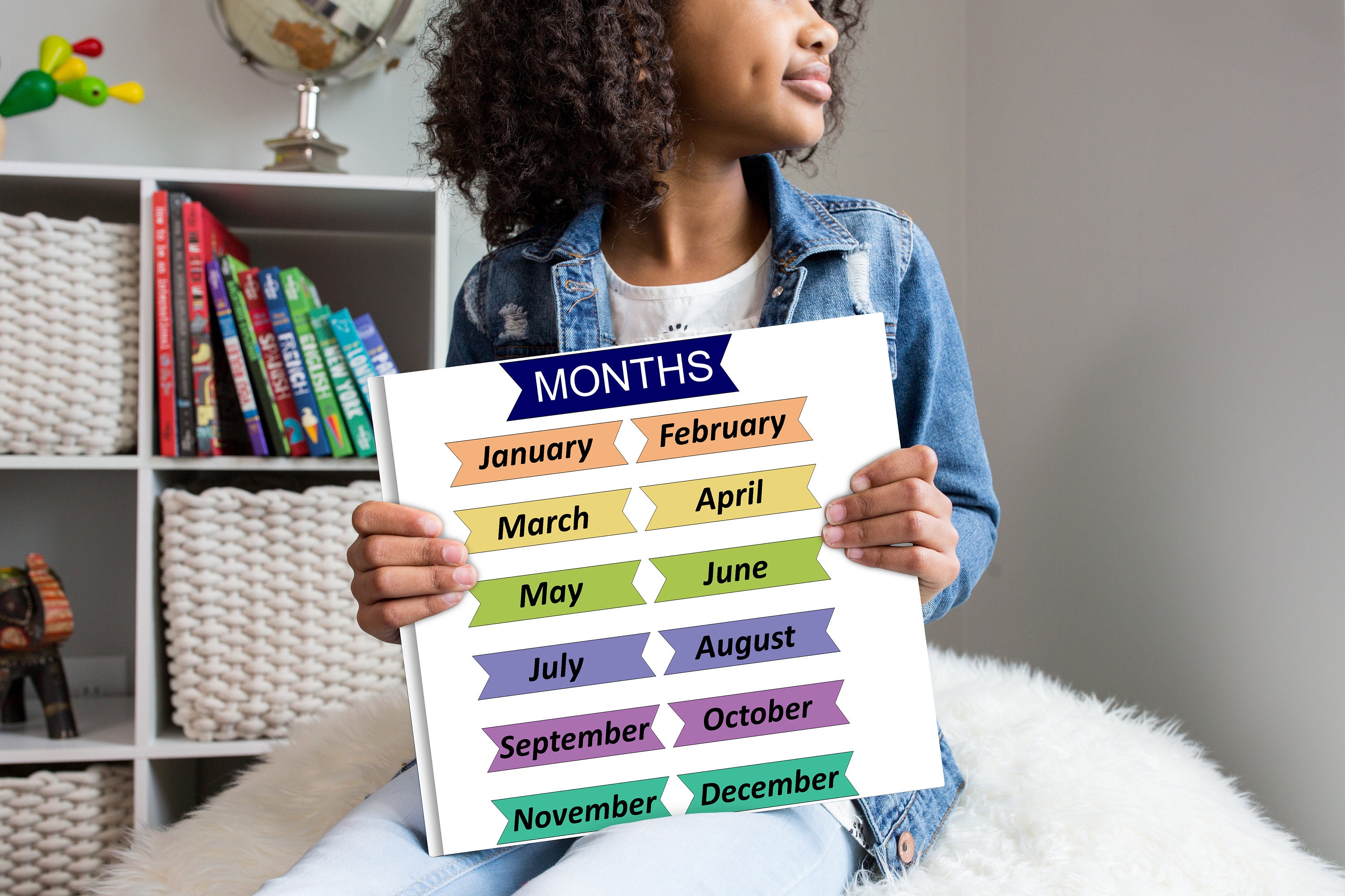 Months of Year Color Poster for Kids Toddlers Printable PDF JPEG and ...