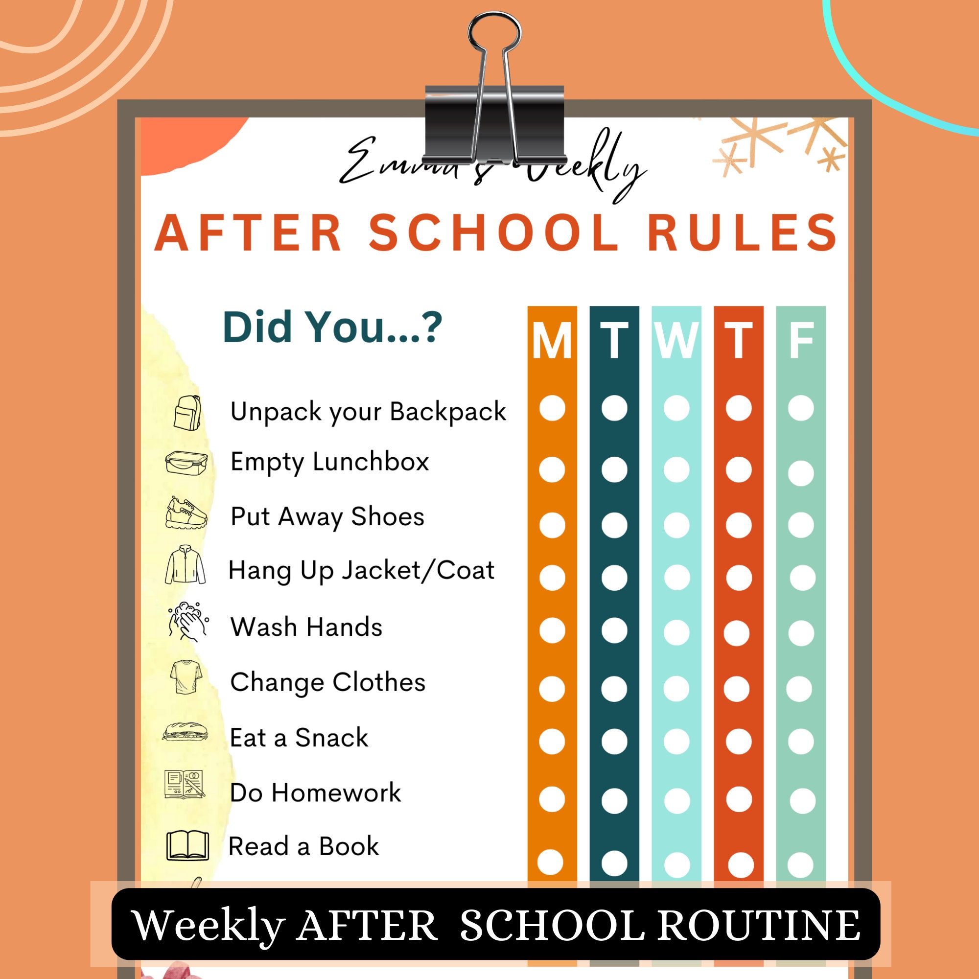 After School Routine,kids Daily Checklist, Kids Morning Routine ...