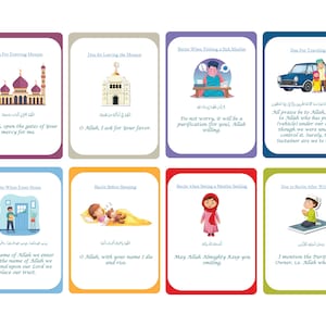 40 Dua Cards for Kids Daily Flash Card Arabic and English Printable PDF ...