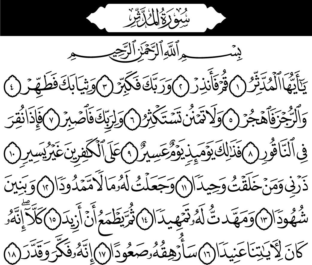 Surah Al-muddaththir 74 سورة المدثر Surah Al Muddassir Complete Surah - SVG, EPS, Printable PDF ...