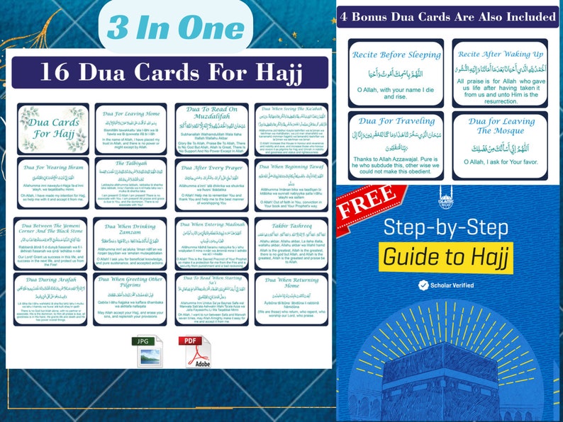 Hajj Dua Cards Digital Download With Bonus 4 Masnoon Dua and ...
