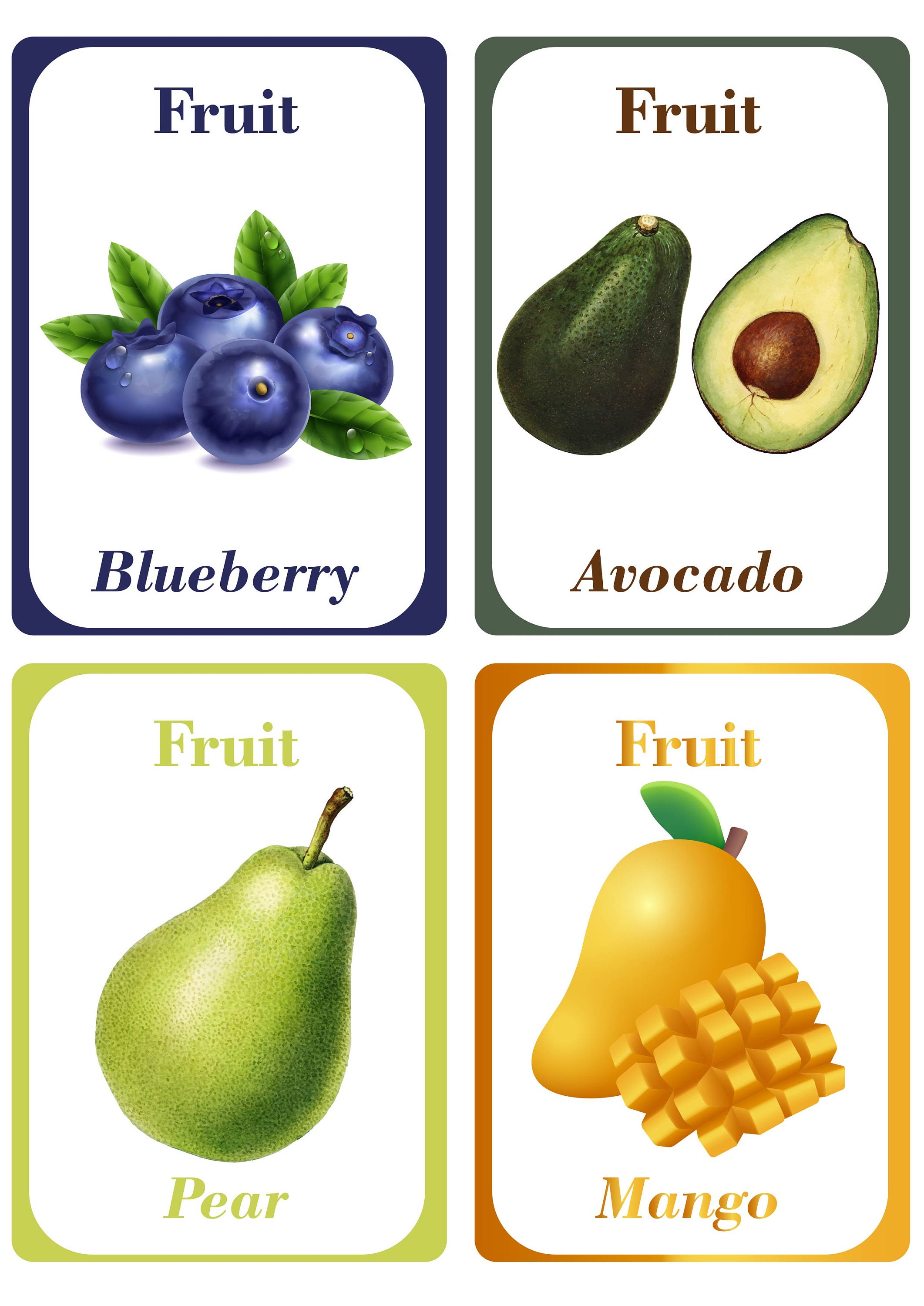 Printable Fruit Flash Cards | Educational Game (PDF & JPG) - Etsy