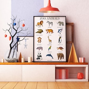 Zoo Animal Names Kids Poster PDF Printable JPG Instant Download - Etsy