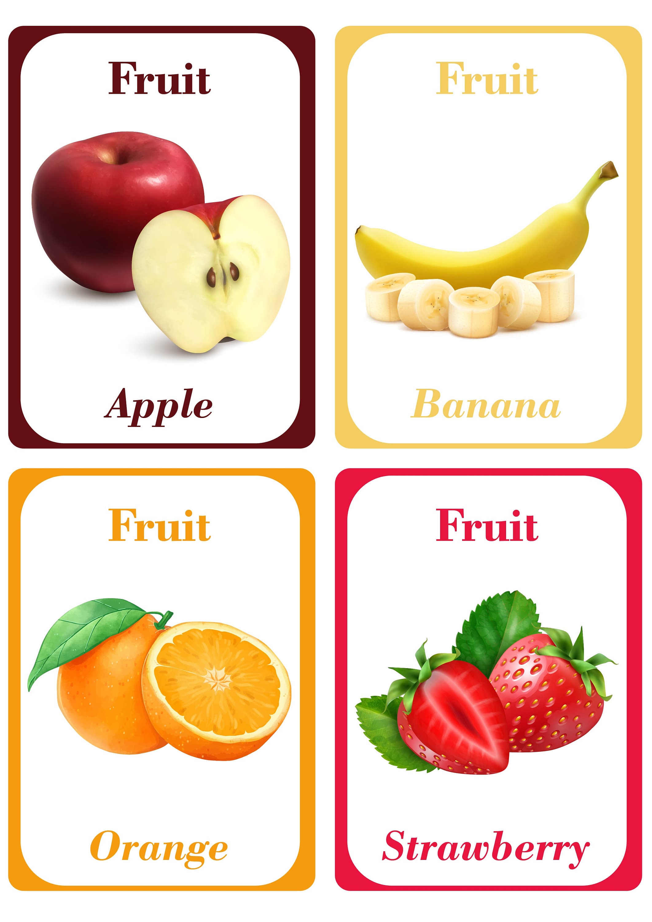 Printable Fruit Flash Cards | Educational Game (PDF & JPG) - Etsy