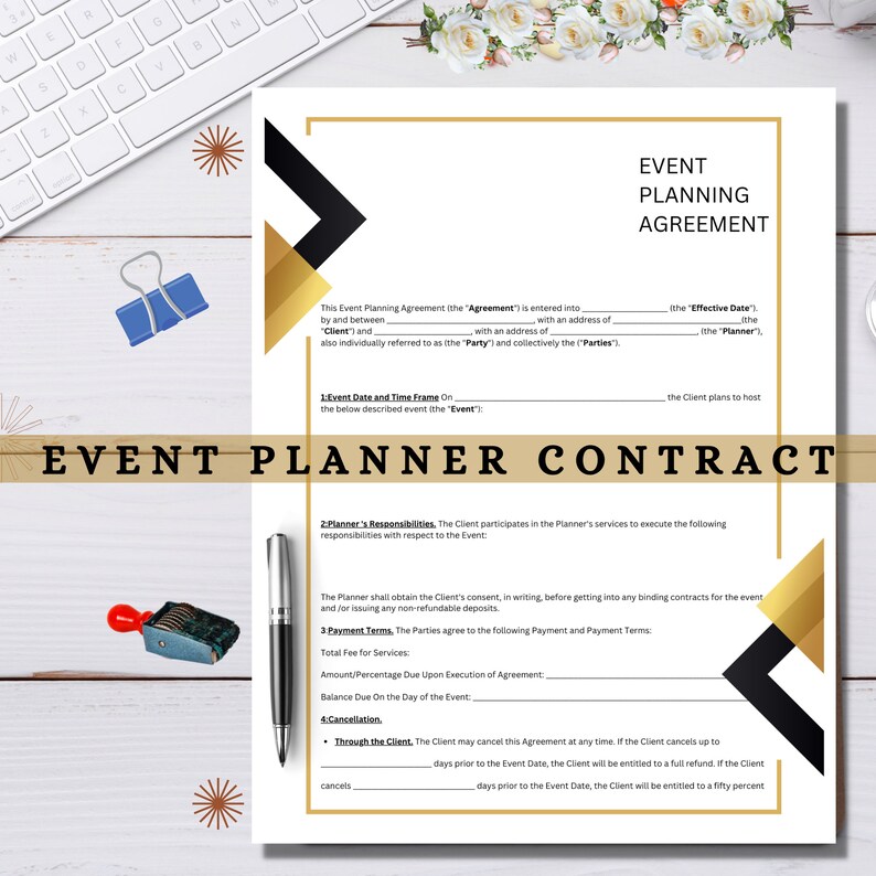 Event Planner Contract Template | Wedding Planning Agreement (canva) - Etsy