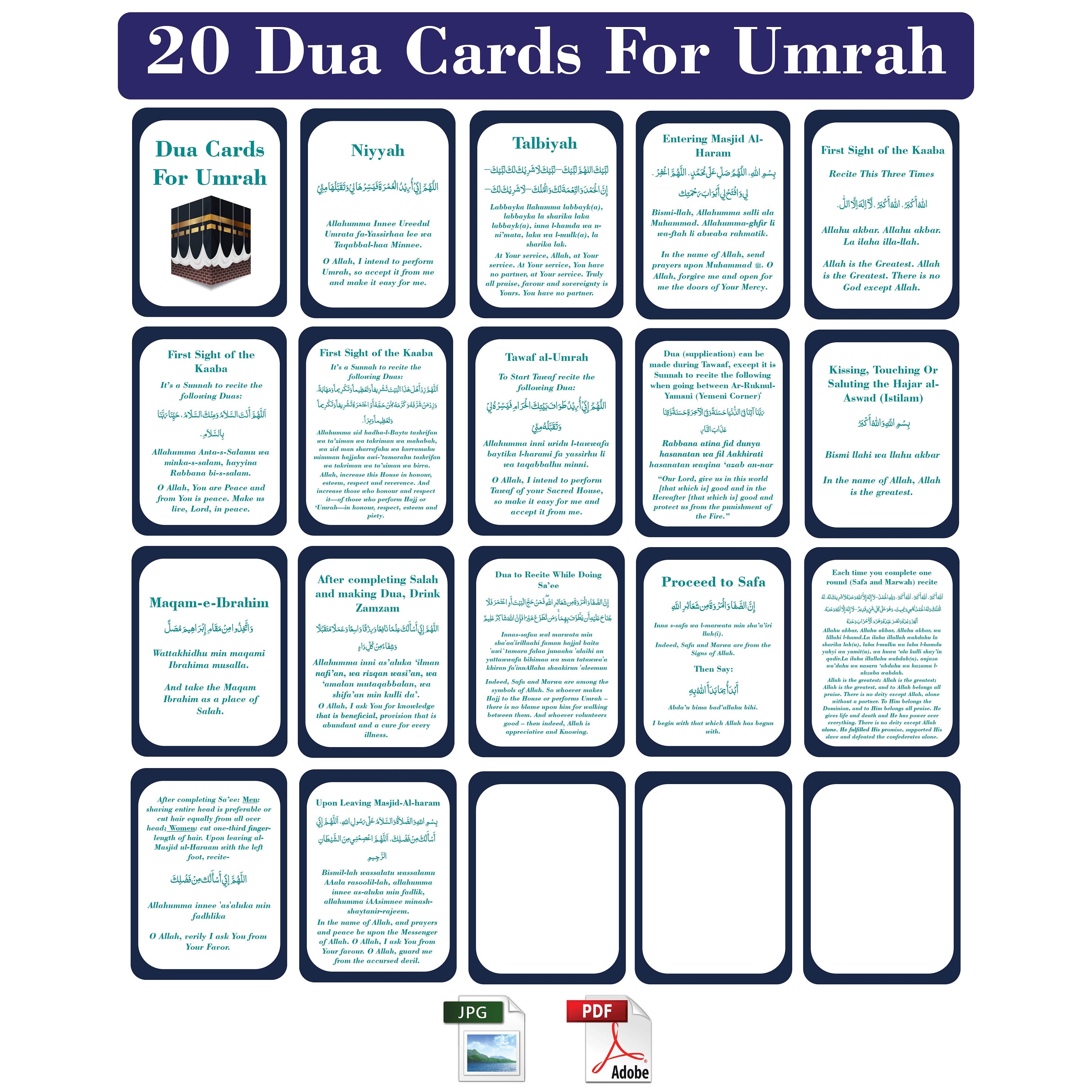 Dua Cards Umrah Vertical A4 Page | Flash Card Arabic English ...