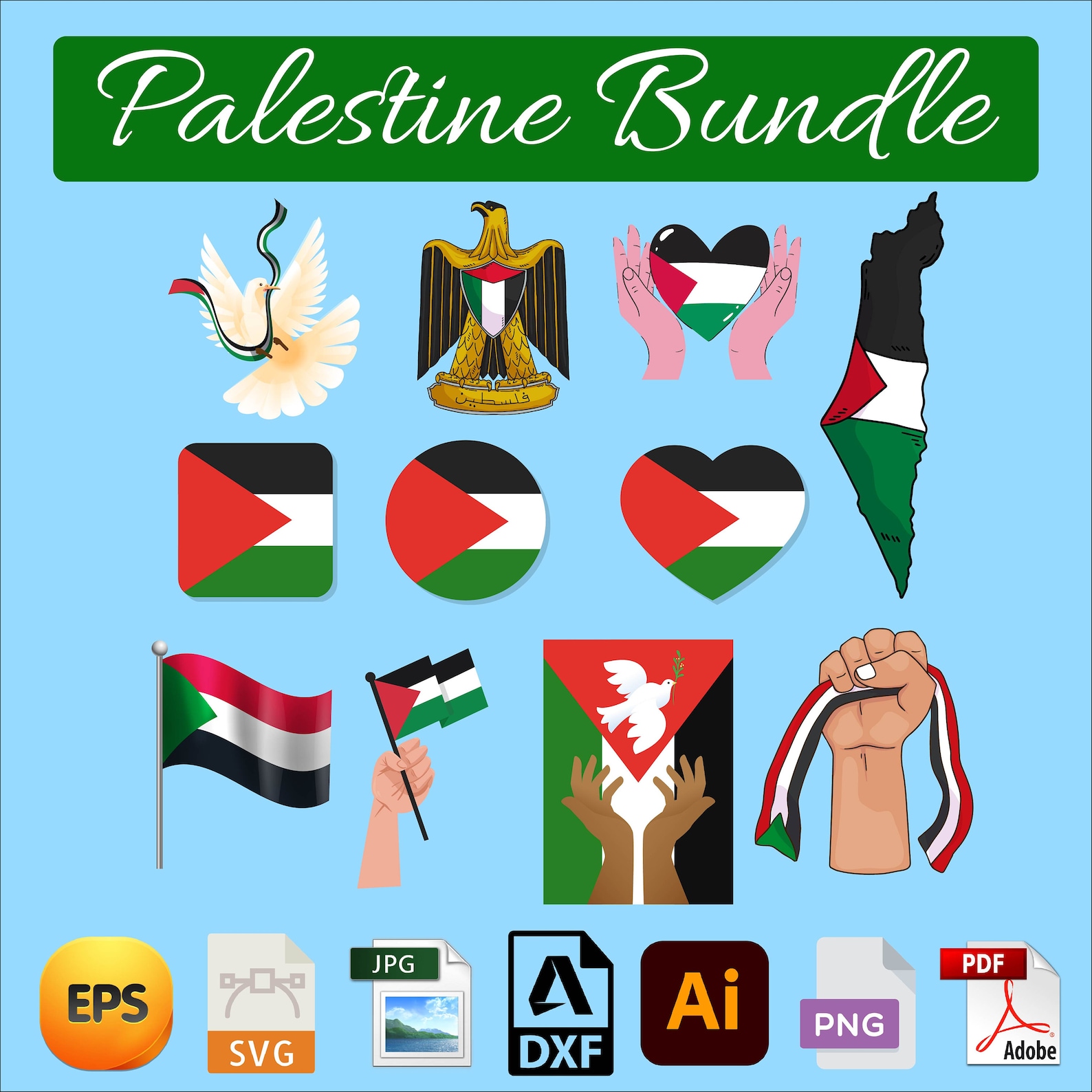 Palestine SVG Bundle Flag Hoodie Shirt Necklace Art Bracelet Sticker ...