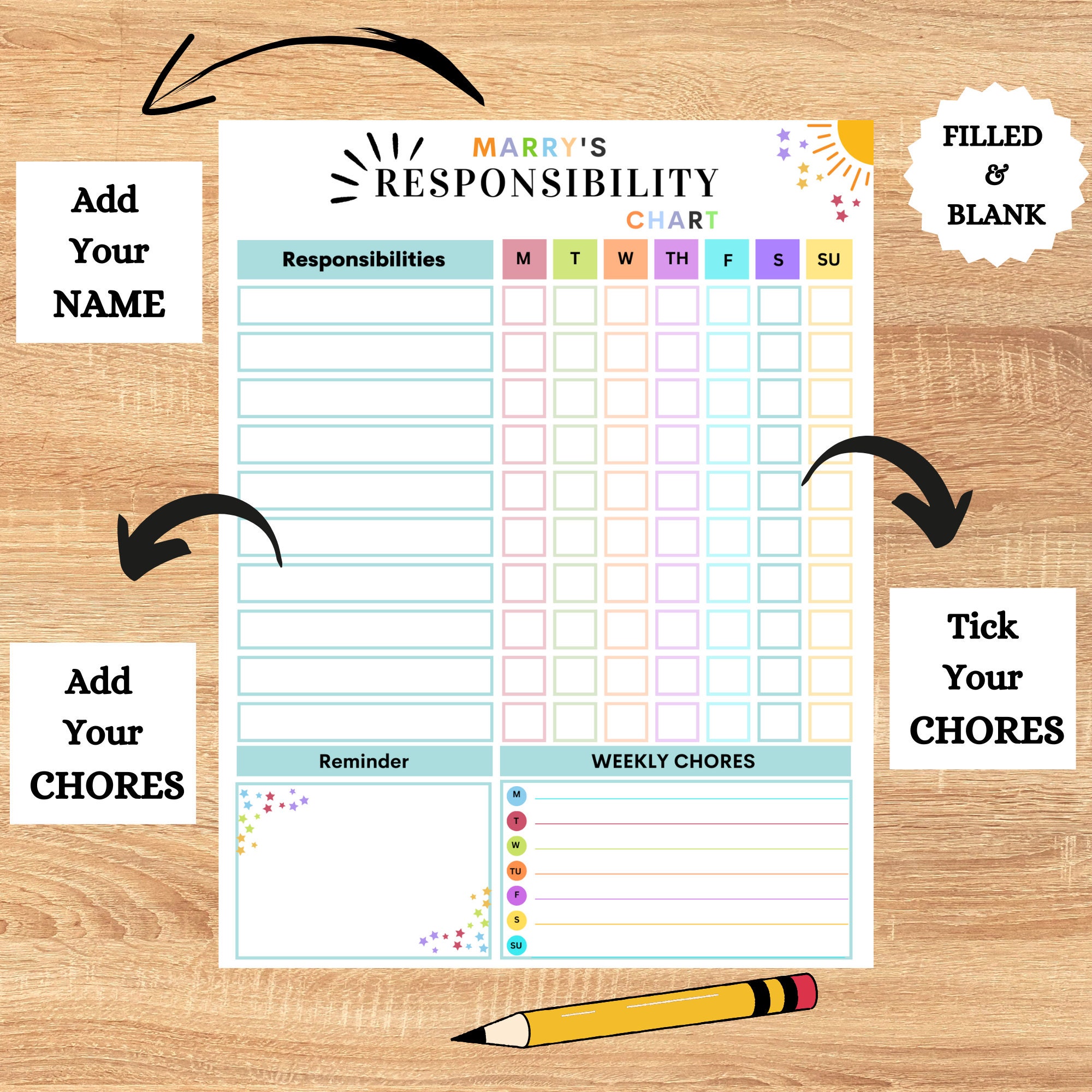Responsibility Chore Chart for Kids,kids Chore Chart,behavior Chart ...