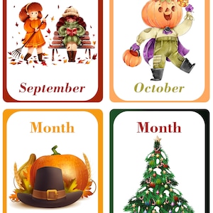 Months of the Year Flash Cards for Kids - Educational Printable - Etsy