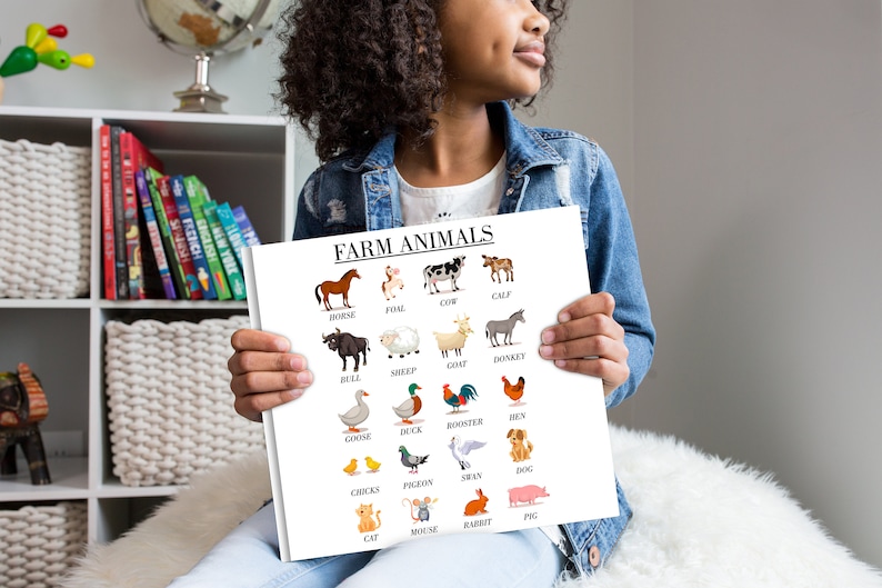 Farm Animal Kids Poster PDF Printable JPG Instant Download - Etsy