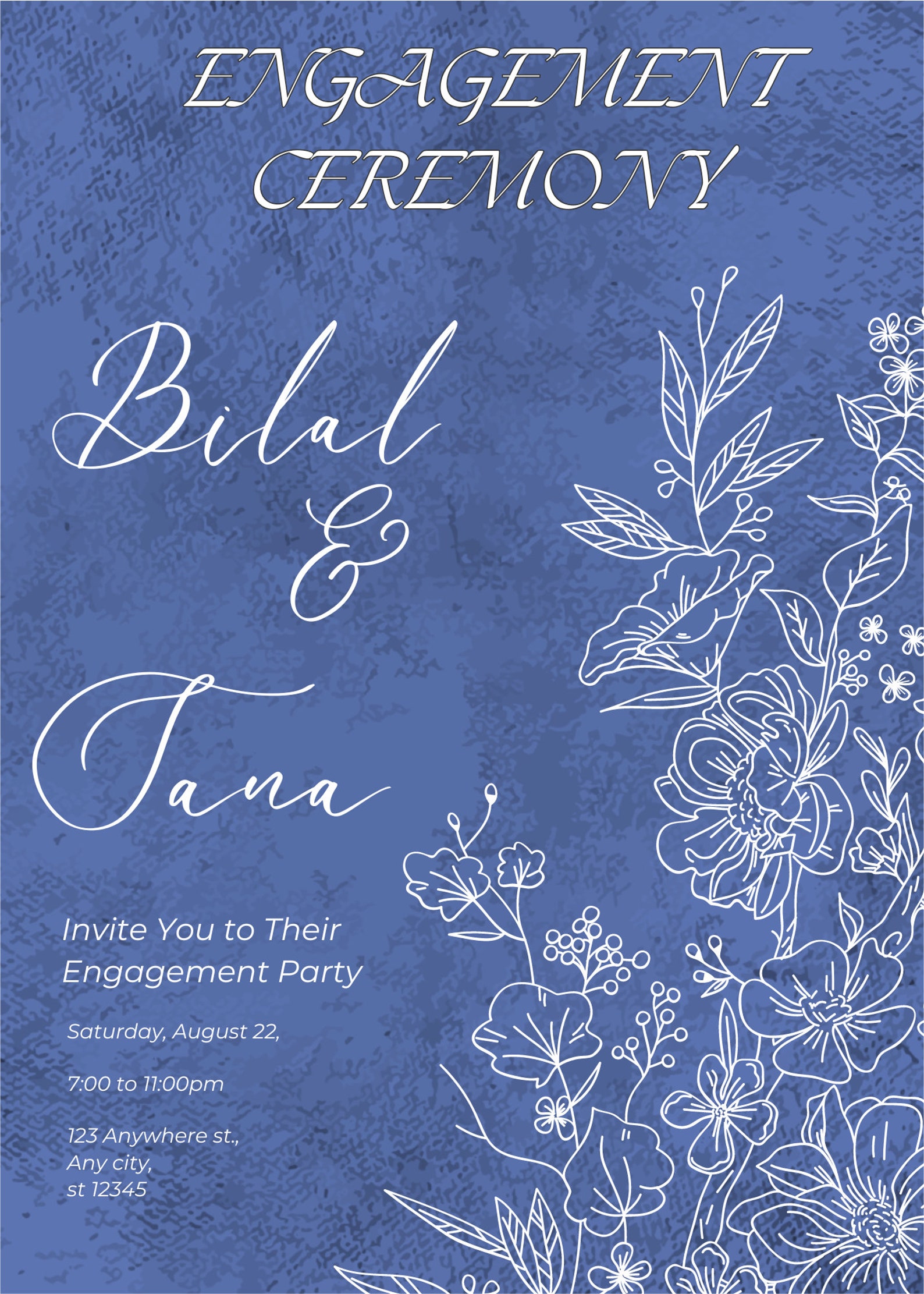 Editable Floral Engagement Invitation Card Template Flower Theme Card ...