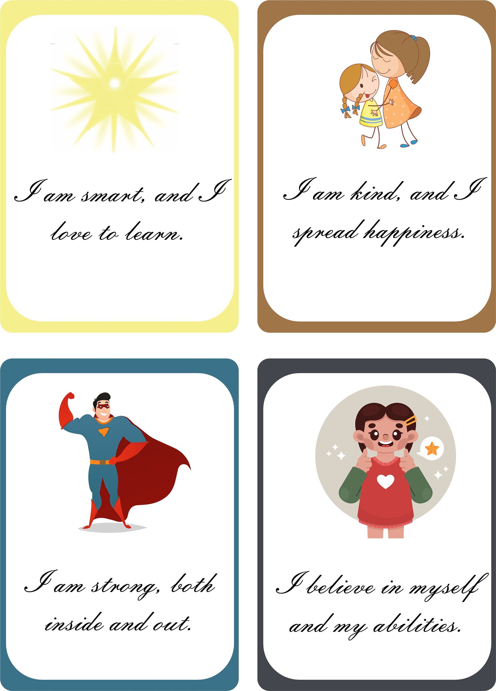Positive Affirmations for Kids Printable PDF Cards - Etsy