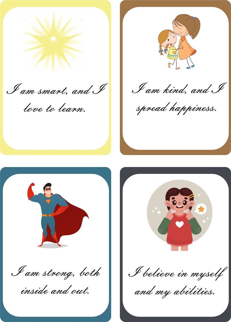 Positive Affirmations for Kids Printable PDF Cards - Etsy