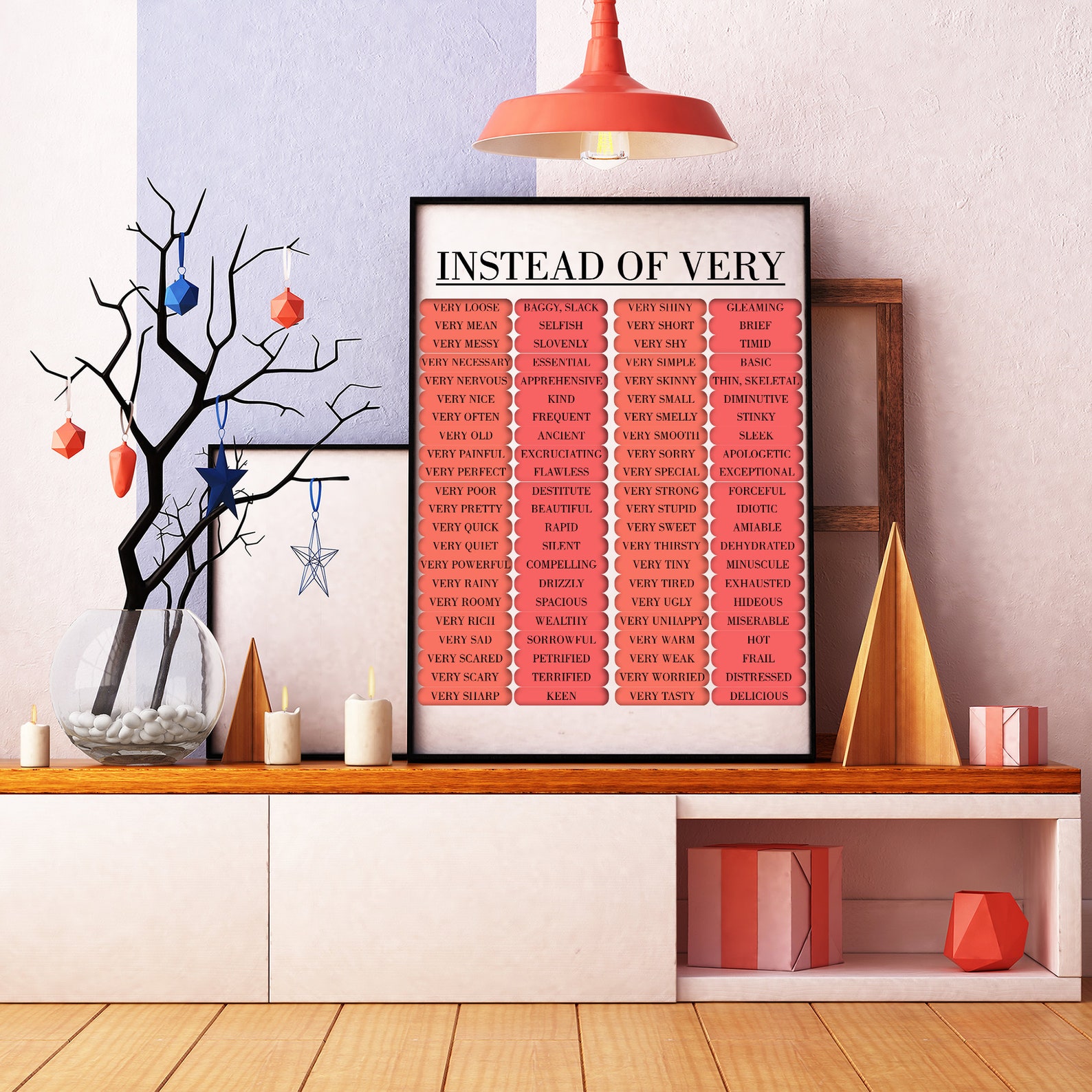 Instead of Very Words Poster | English Writing, Nursery Decor (PDF, JPG ...