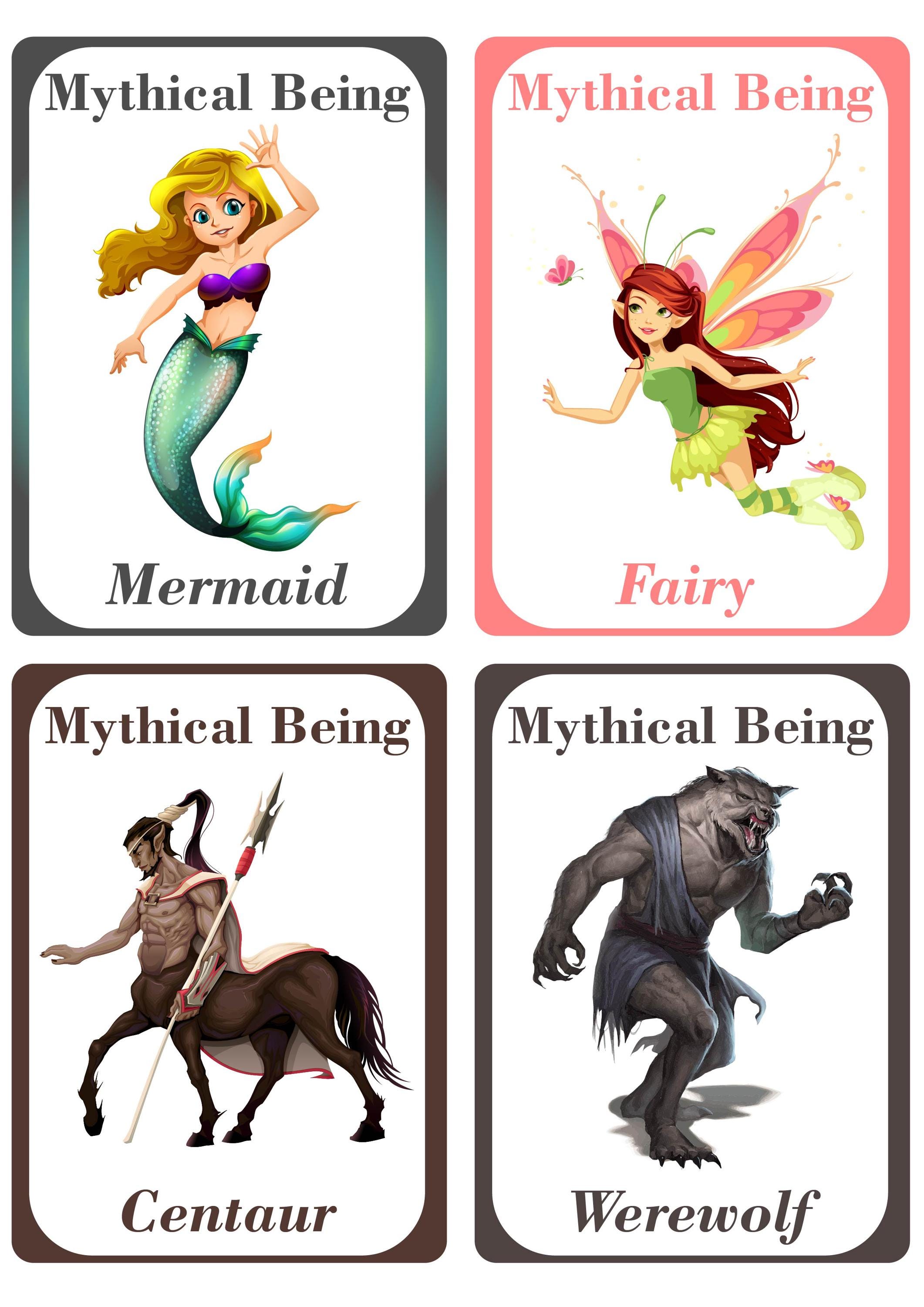 Magical Creatures Flash Cards for Kids | Mythical Being | PDF and JPG ...