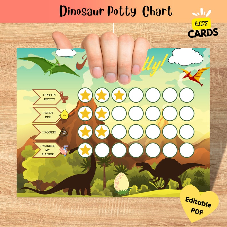 Dinosaur Potty Chartprintable Potty Training Chartkids Reward ...