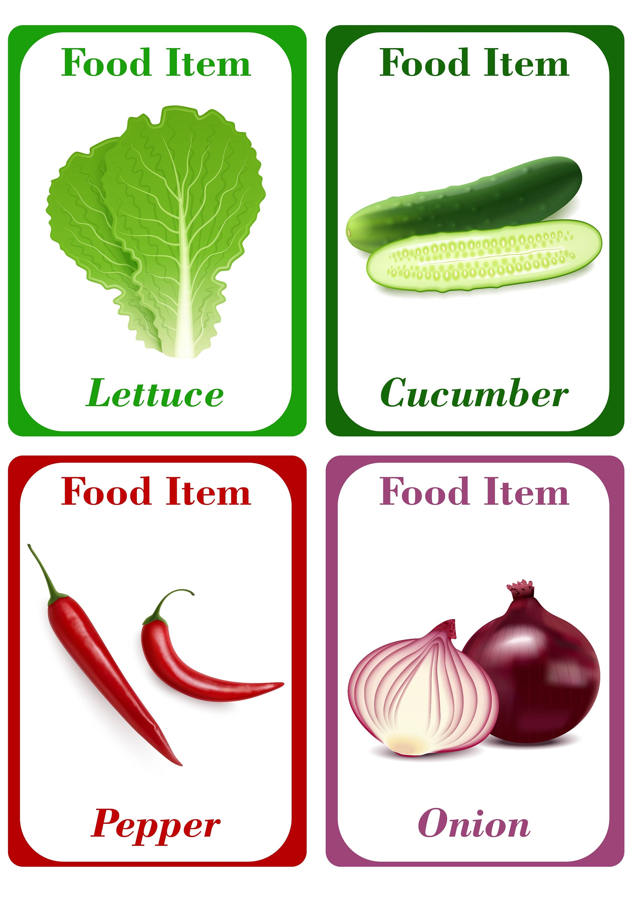 Food Flash Cards for Kids – Vegetable, Fruit and More (JPG & PDF - Etsy