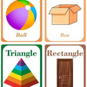 Shapes Flash Cards for Kids - Circle, Triangle, Square, and More - Etsy