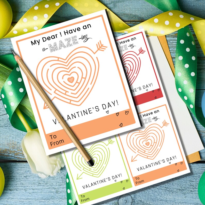 Printable Maze Valentine's Day Card | Kids Class Valentines (PDF) - Etsy