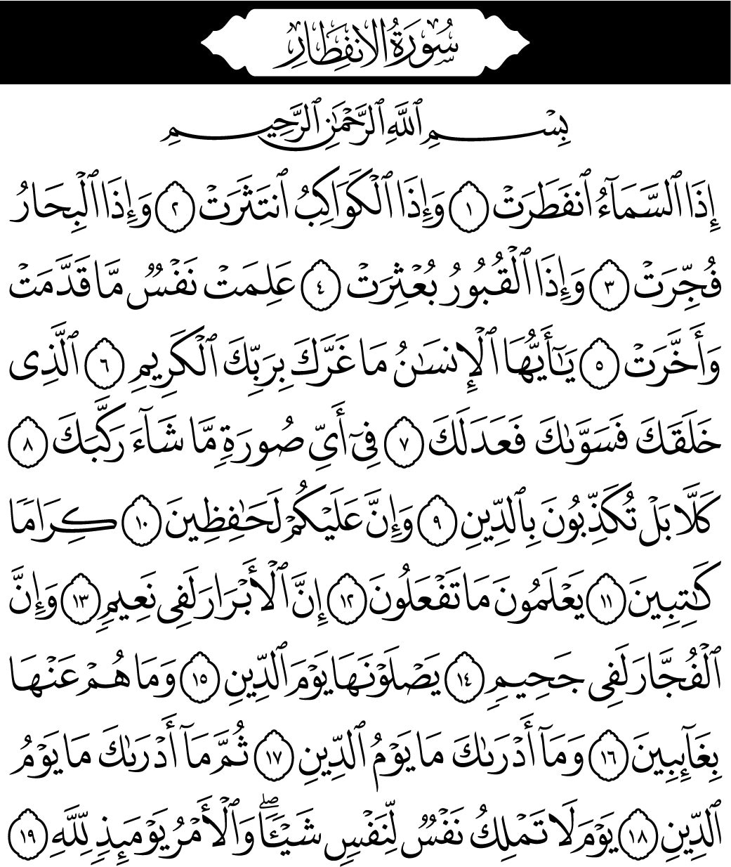 Surah Al-infitar 82 سورة الانفطار Full Surah in Pdf, SVG, EPS ...