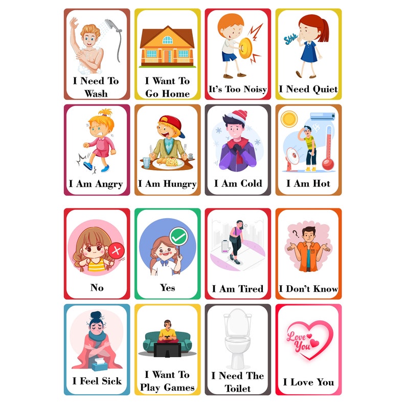 Communication Flashcards for Kids Printable PDF JPEG CDR Ai Early ...