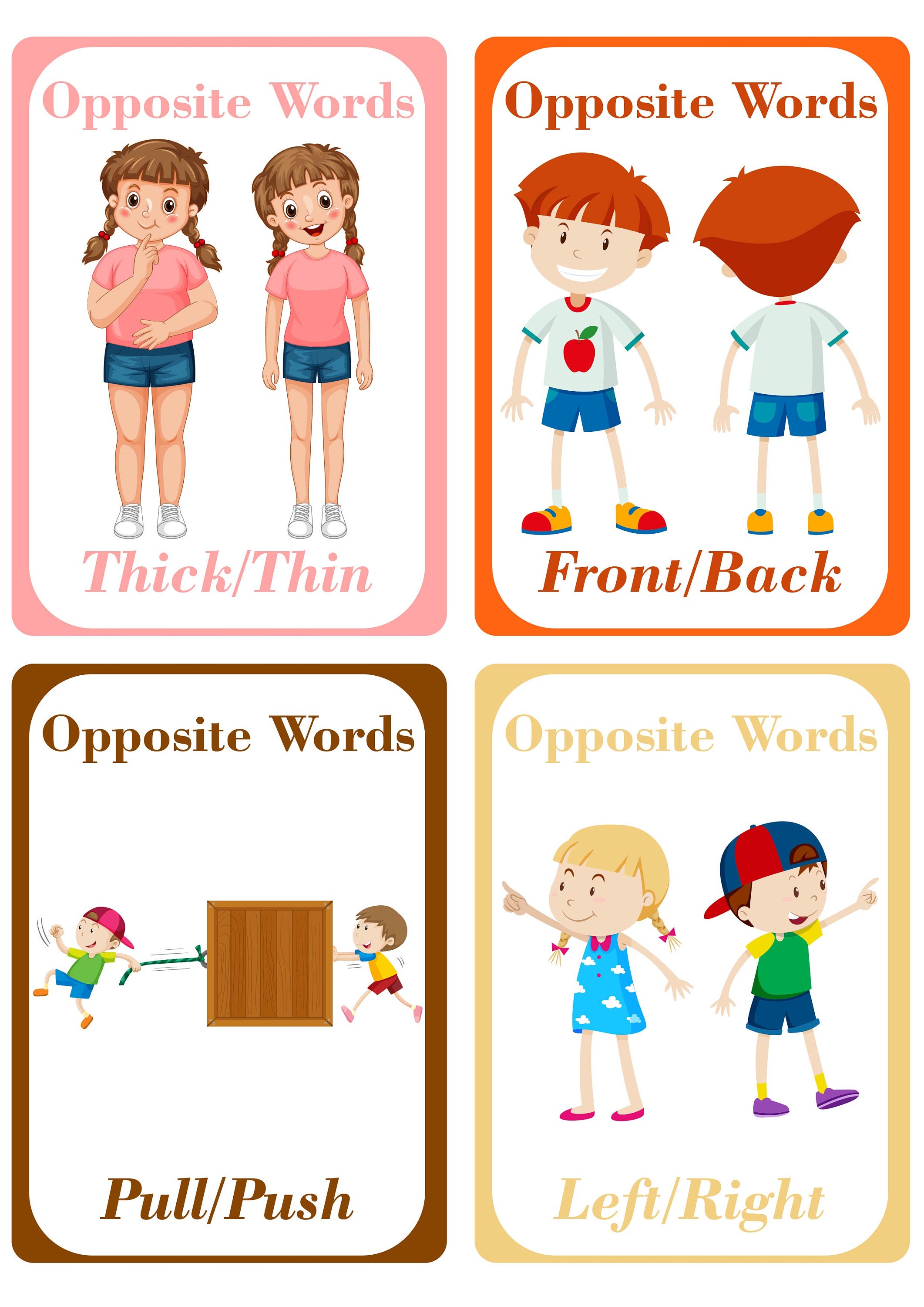 Opposite Words Flash Cards for Kids – Printable Educational Game (PDF ...