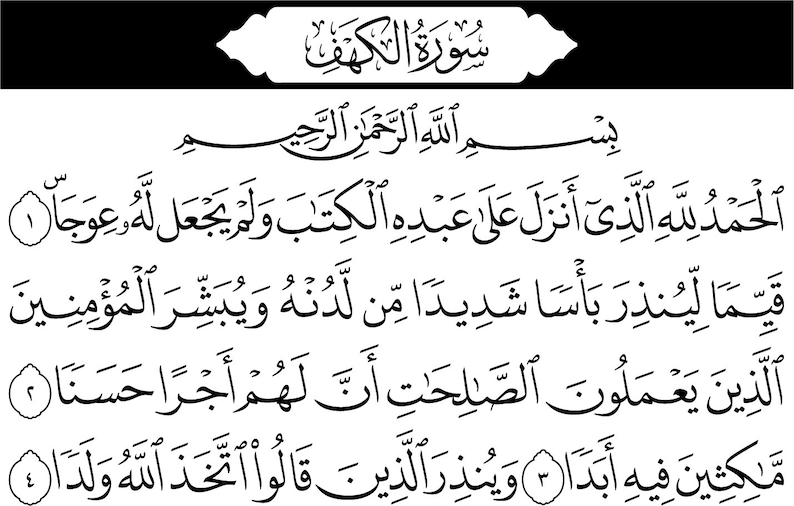 Buy Surah Al-kahf Vector, All Verses - Arabic Calligraphy (digital ...