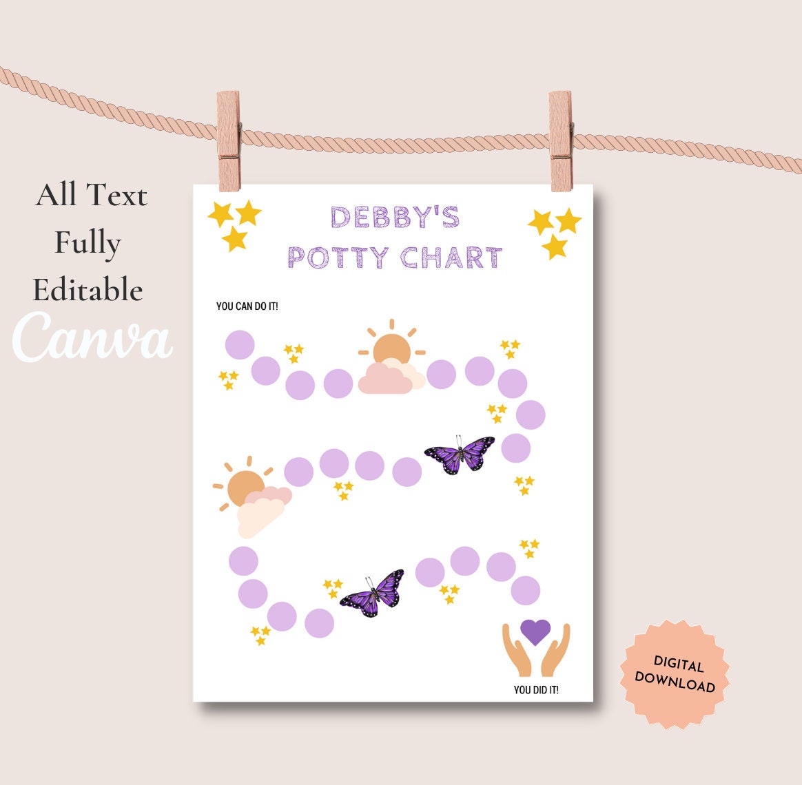 Editable Potty Training Chart | Sticker Reward, 6 Designs (digital ...