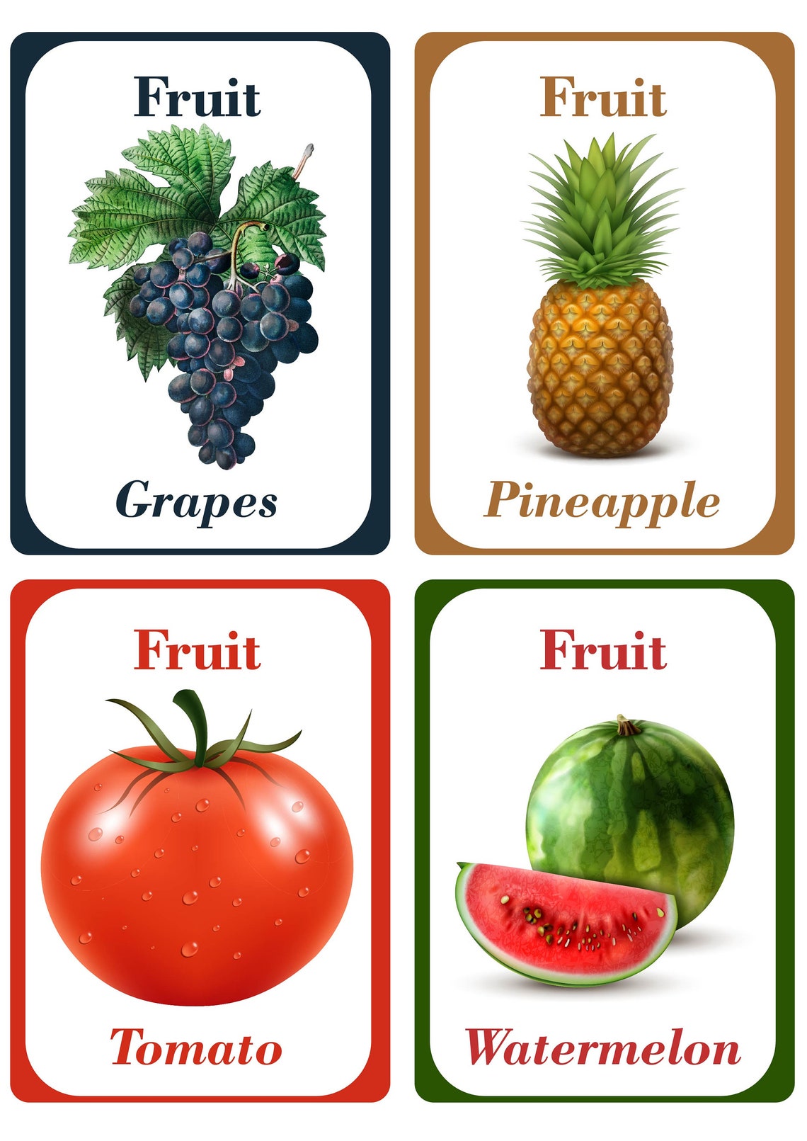 Printable Fruit Flash Cards | Educational Game (PDF & JPG) - Etsy