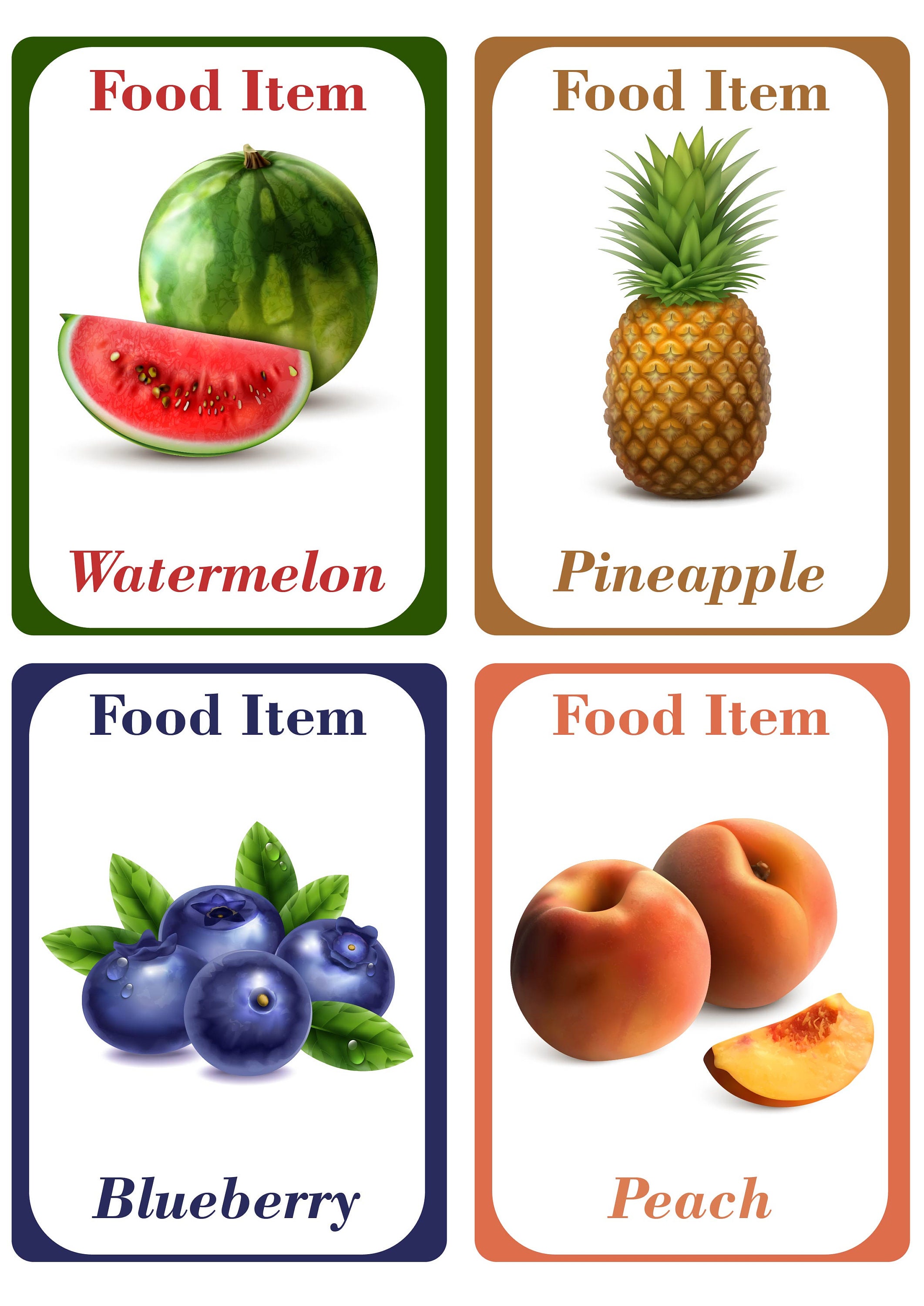 Food Flash Cards for Kids – Vegetable, Fruit and More (JPG & PDF - Etsy