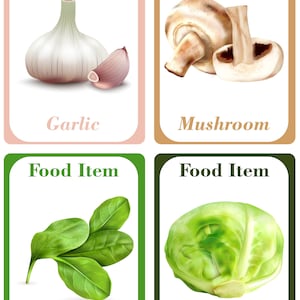 Vegetable Fruit and Food Items Flash Cards for Kids - Learn Food Names ...