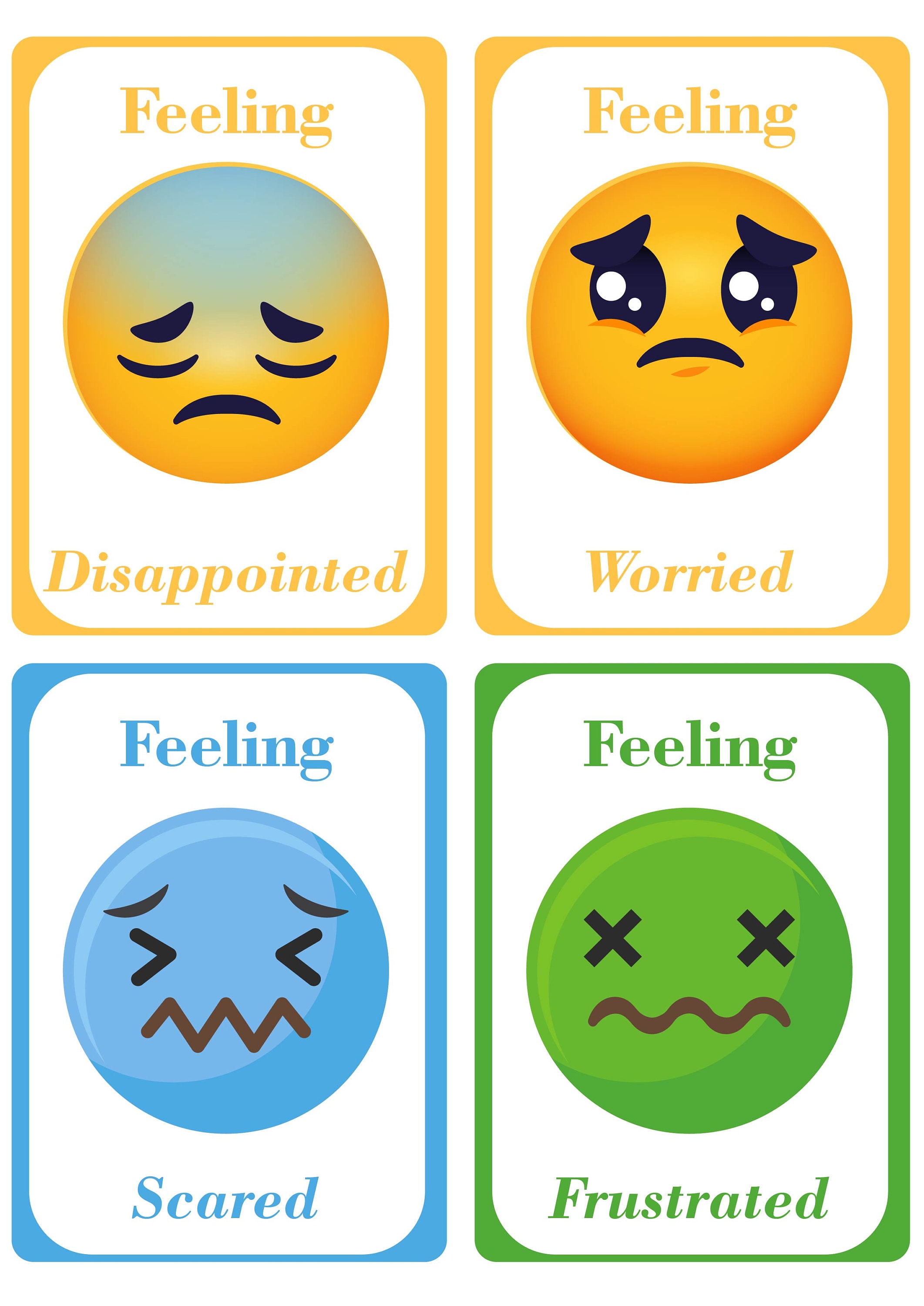 Feelings Flash Cards for Kids - Educational Printable - Etsy