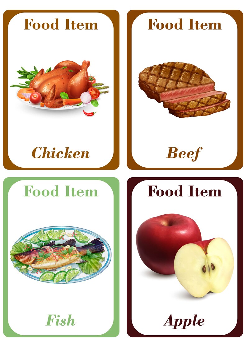 Food Flash Cards for Kids – Vegetable, Fruit and More (JPG & PDF - Etsy