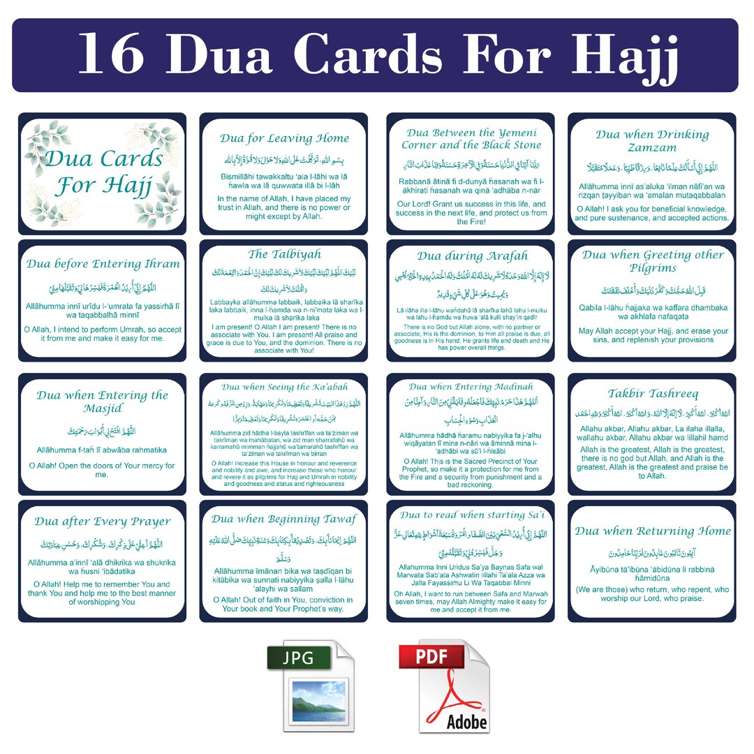 Hajj Dua Printables: Instant Download - 9 Zil Hajj Duas, Arafat Prayers, Pilgrim's Blessing - Etsy