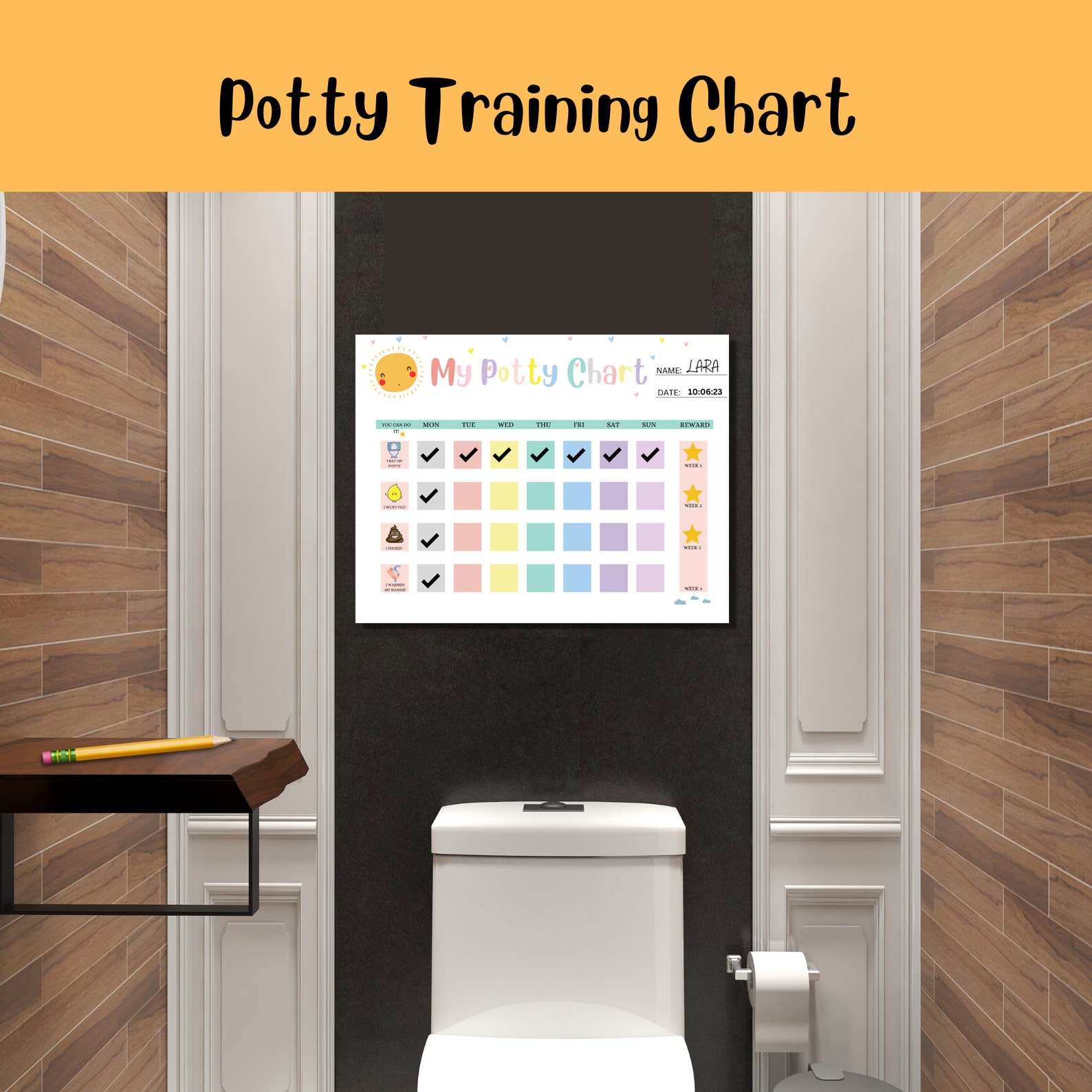 Editable Potty Chart Potty Training Chartcustom Sticker Chartpotty ...