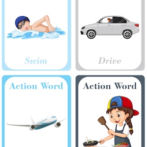 Action Words Flash Cards for Kids - Educational Flashcards for Learning ...