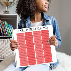English Misspellings Words Kids Poster | 100 Commonly Misspelled Words ...