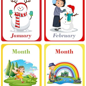 Months of the Year Flash Cards for Kids - Educational Printable - Etsy