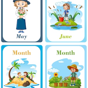 Months of the Year Flash Cards for Kids - Educational Printable - Etsy
