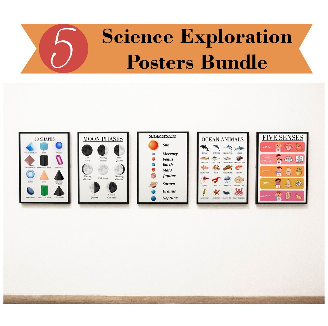 Science Posters Bundle – Kids Educational Prints, Solar System, Senses ...