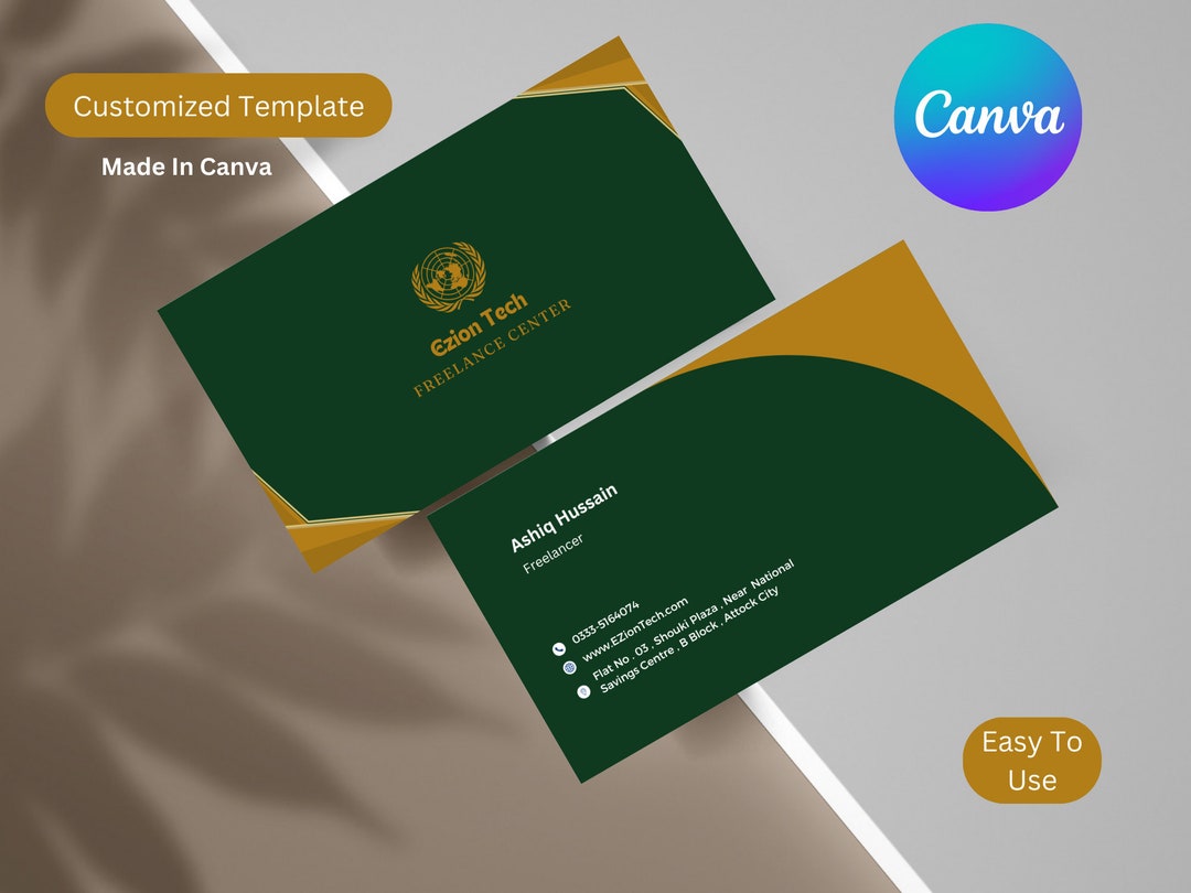 Editable Canva Visiting Card - Customizable Digital Business Card ...