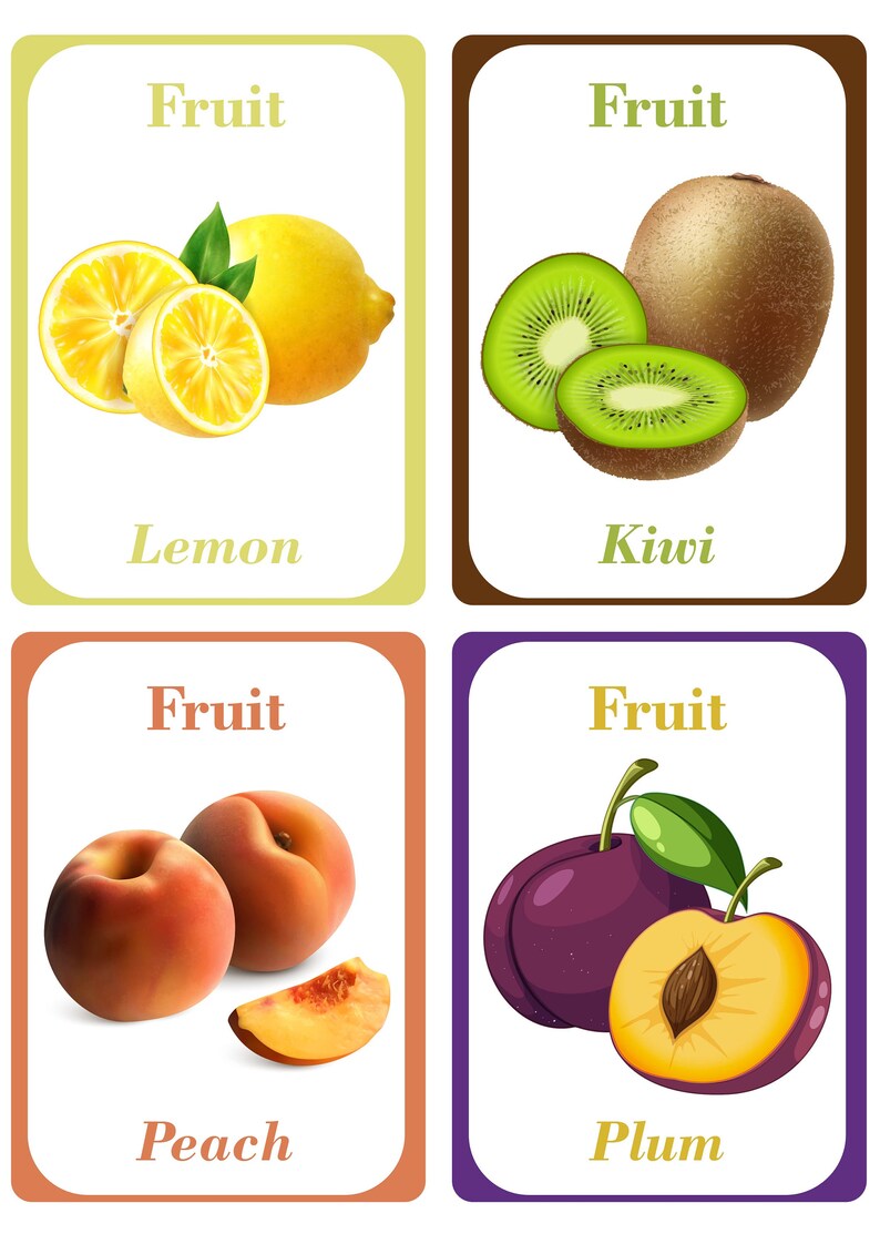 Printable Fruit Flash Cards | Educational Game (PDF & JPG) - Etsy