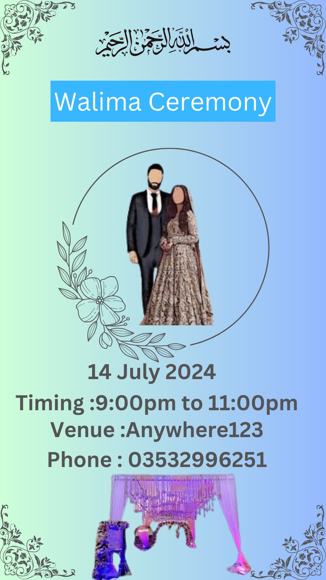 Editable Wedding Video Invitation | Mehndi, Barat, Walima (canva ...