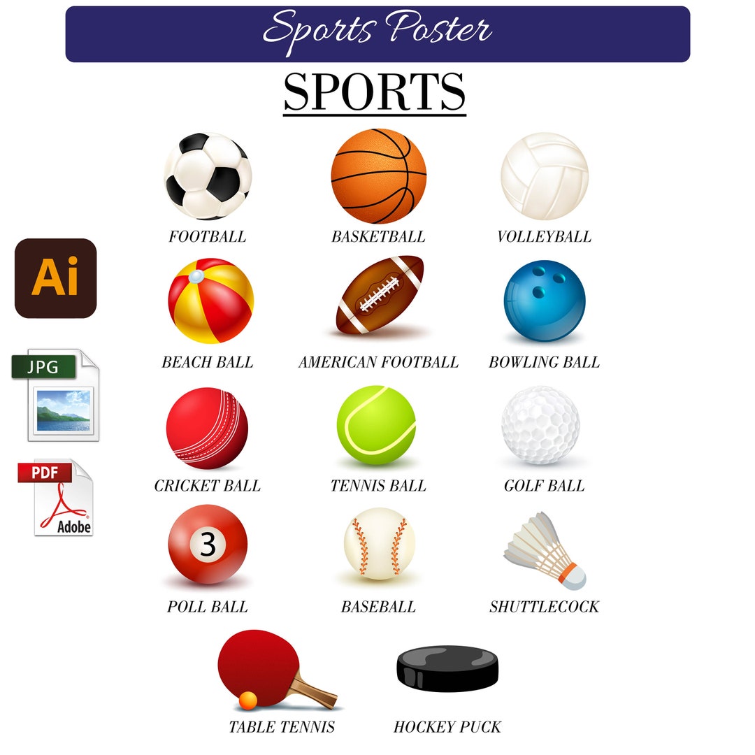 Sport Kids Learning Poster PDF Printable JPG Instant Download - Etsy
