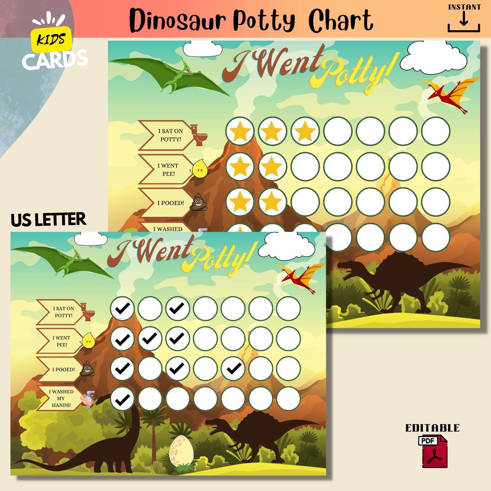 Dinosaur Potty Chartprintable Potty Training Chartkids Reward ...