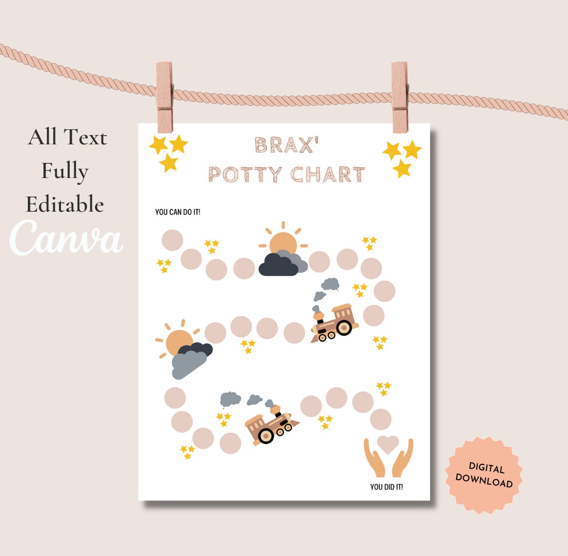 Editable Potty Training Chart | Sticker Reward, 6 Designs (digital ...
