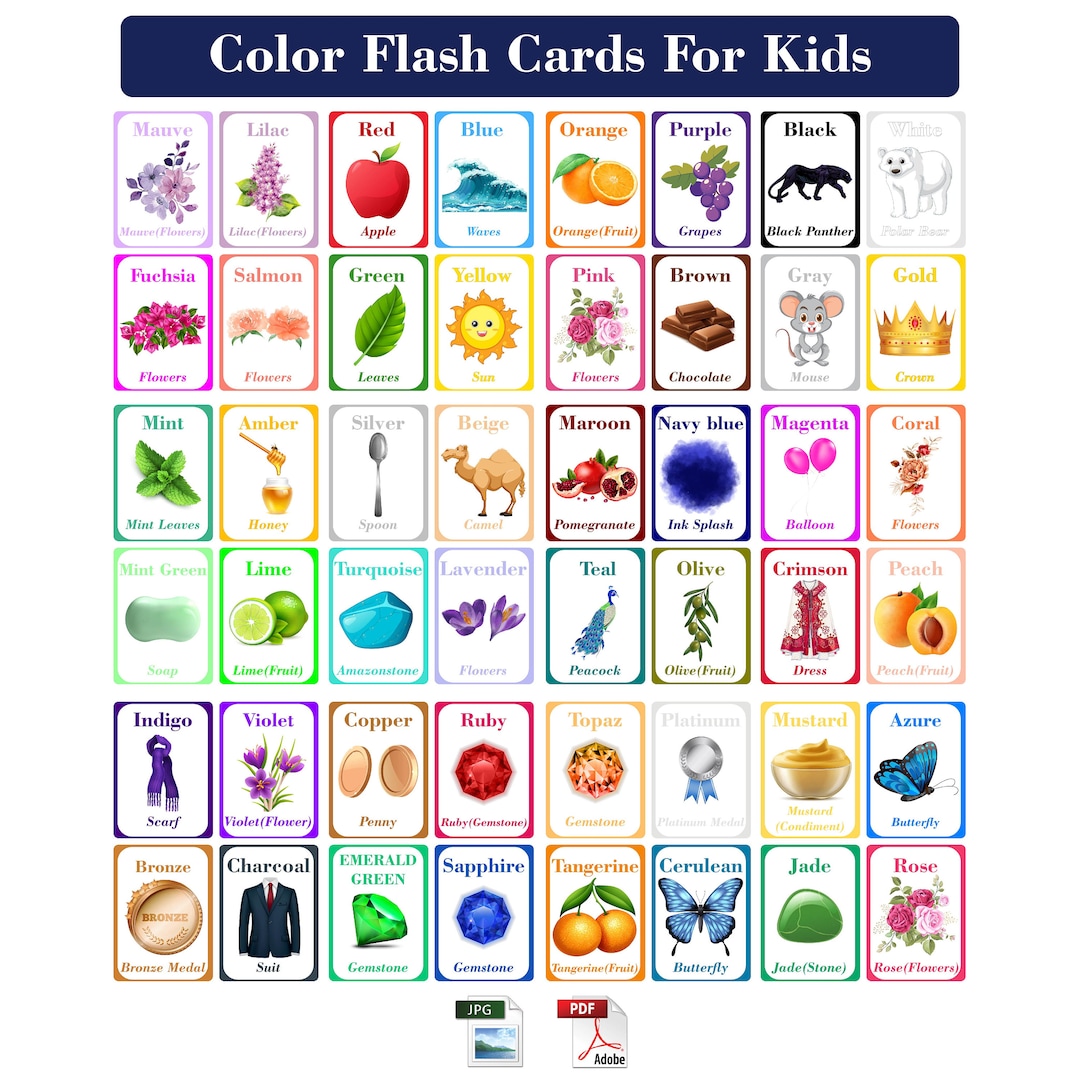 Color Flash Cards for Kids With Pictures 48 Cards - Digital Download ...