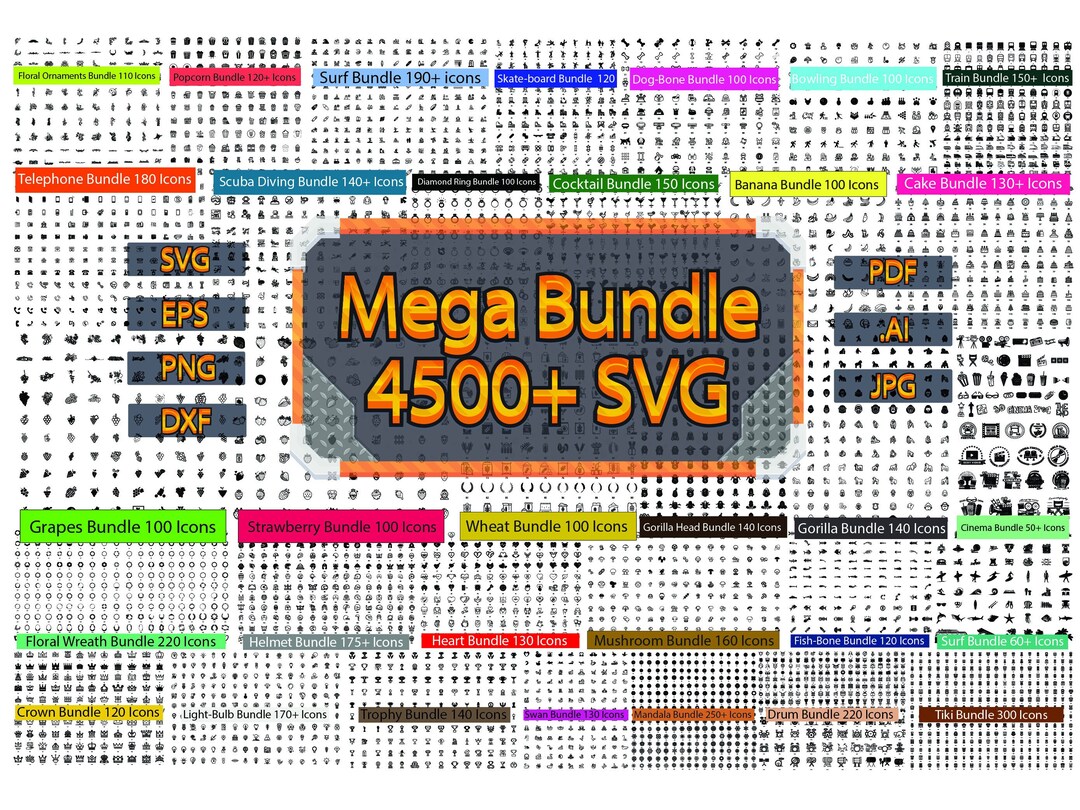 SVG Bundles 4500+ - Silhouettes, Logos, Clipart, Cut Files | EPS, PNG ...